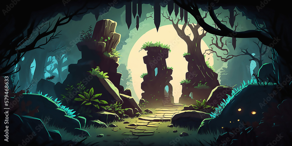 Fantasy 2d game art, illustration, gaming background generated ai Stock ...