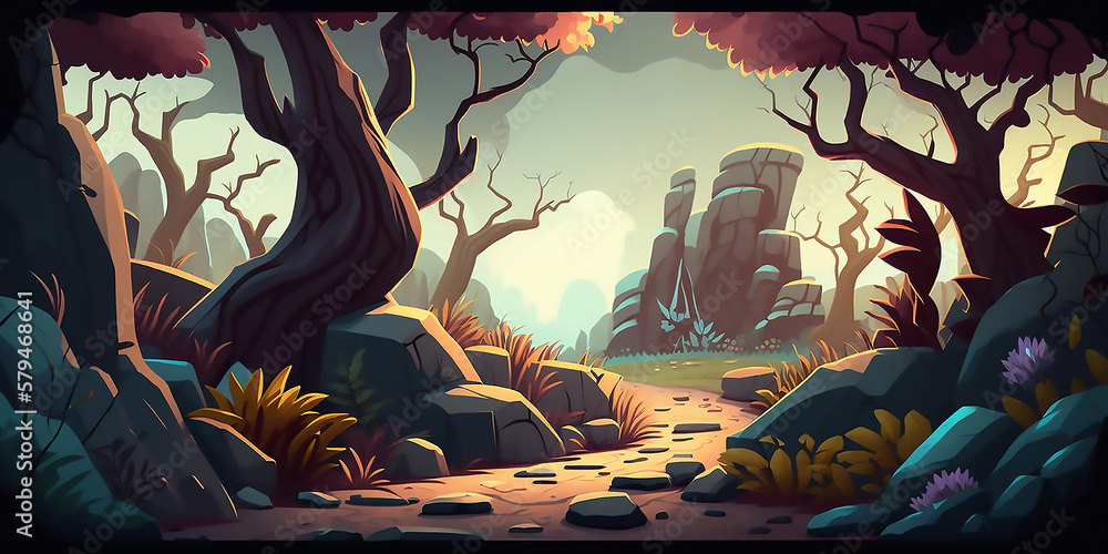 Fantasy 2d game art, illustration, gaming background generated ai Stock ...