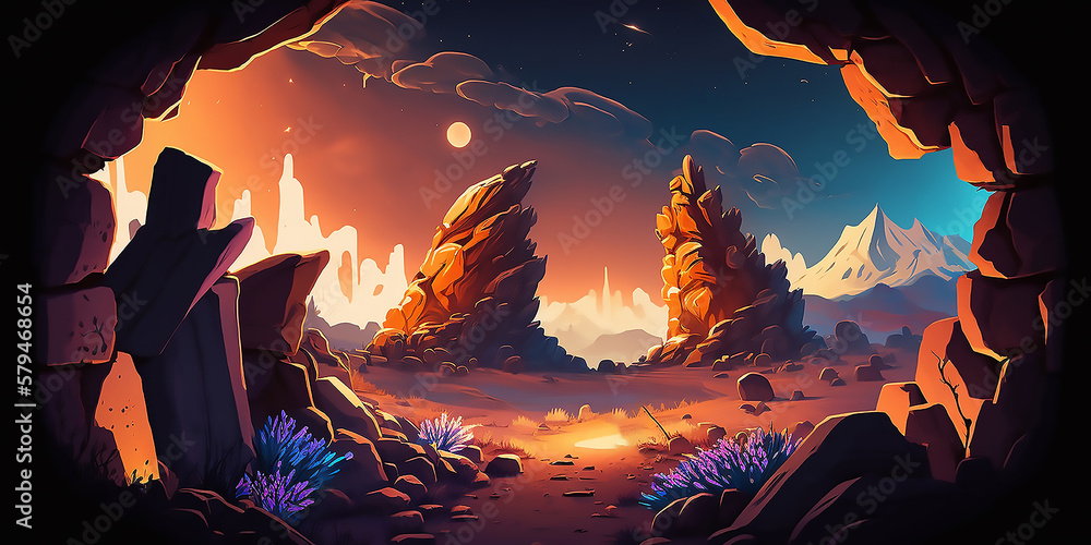 Fantasy 2d game art, illustration, gaming background generated ai Stock ...