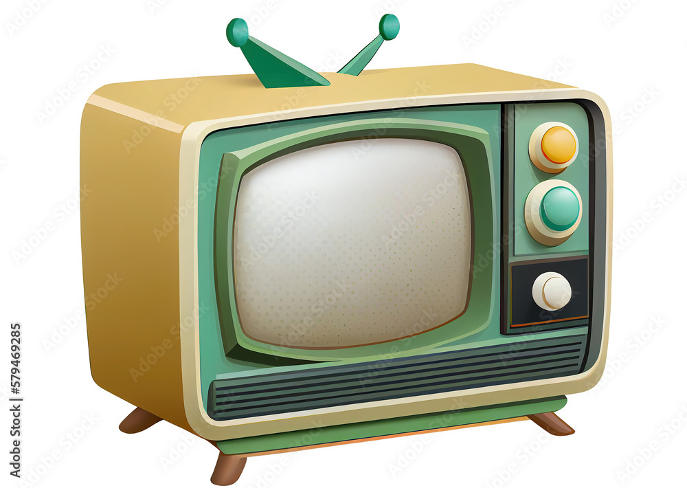 Cartoon tube crt TV set isolated on transparent background - generative ...