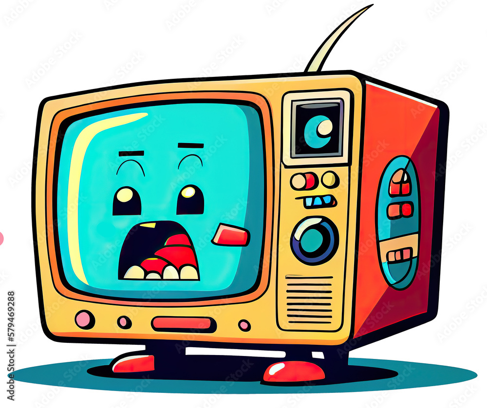 Cartoon tube crt TV set isolated on transparent background - generative ...