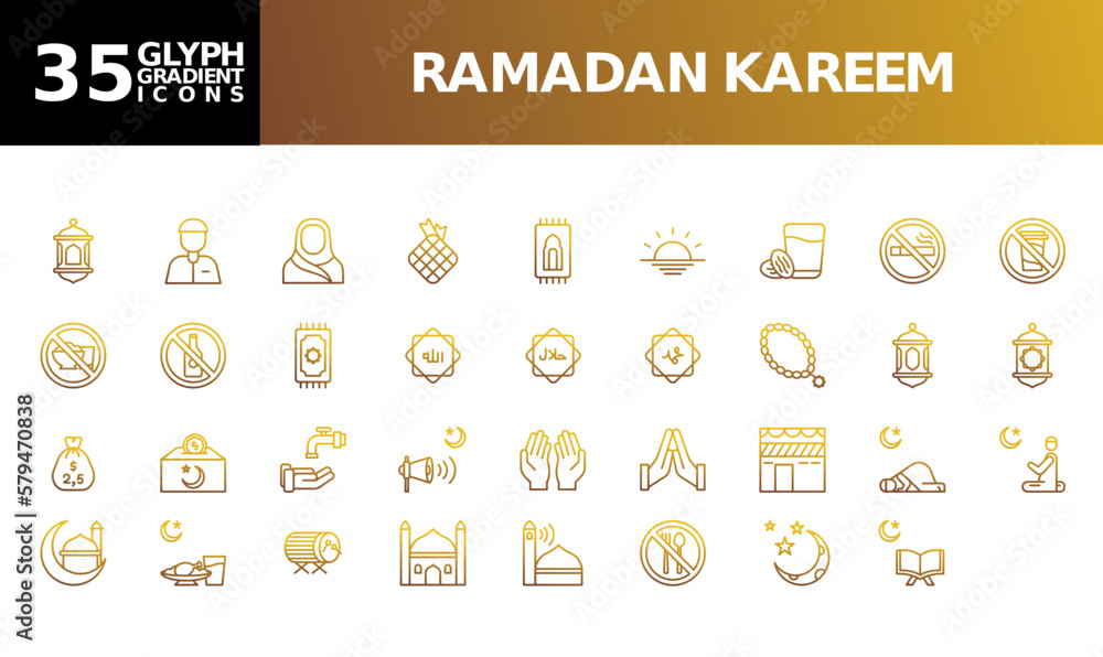 Icon Pack Ramadan Kareem, Fasting, Islamic Day, Muslim, Legal. editable ...