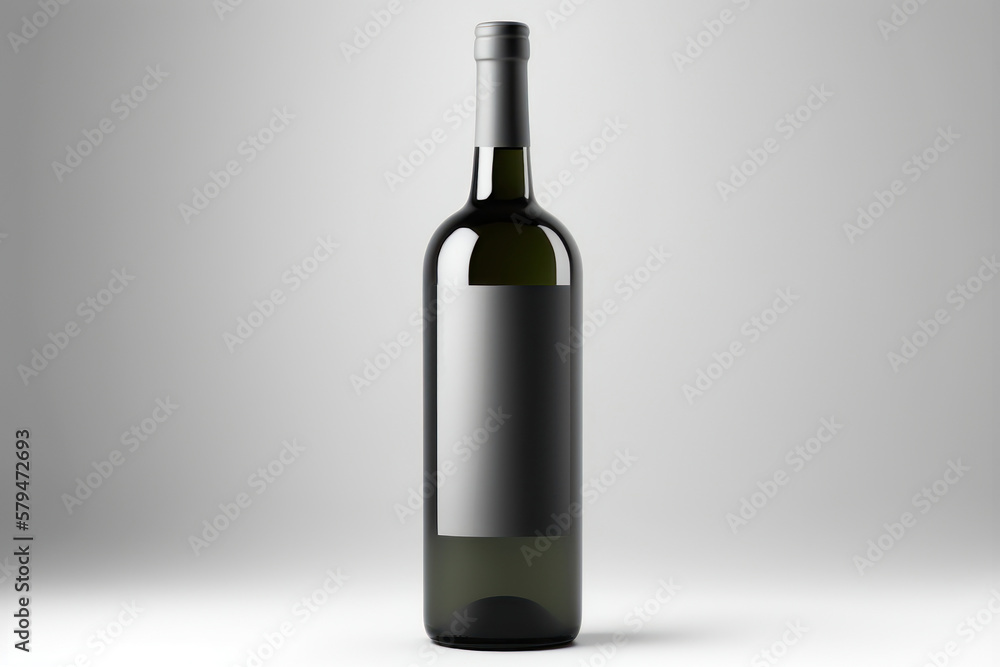 Wine Bottle mockup on white background with blank labels. AI Generation ...
