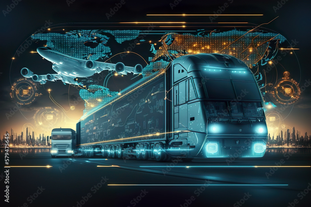 Transport vehicles of the future by rail, air and road. Shipping plans ...