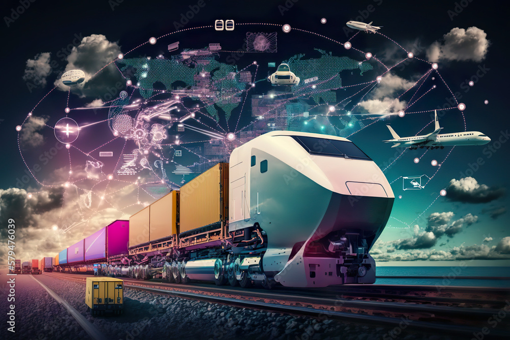 Transport vehicles of the future by rail, air and road. Shipping plans ...
