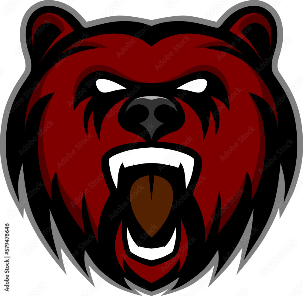 red bear logo on transparent background - vector Stock Vector | Adobe Stock
