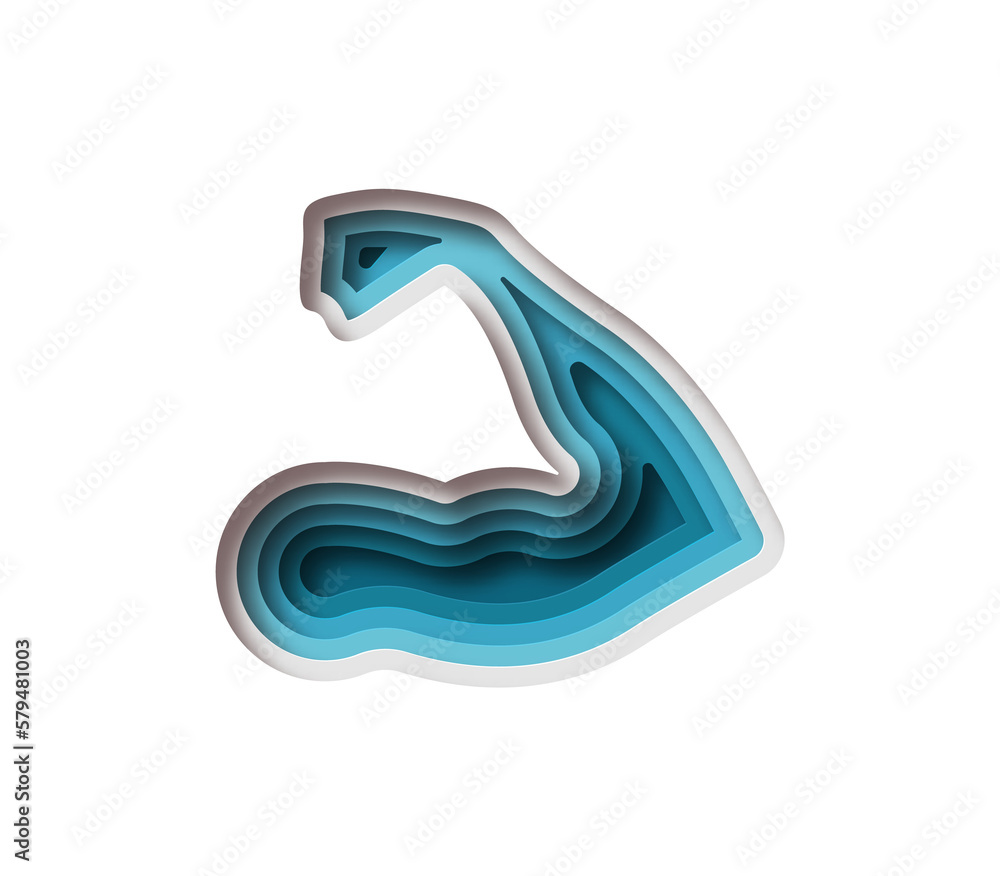 Realistic 3D paper cut human arm muscle illustration. Layered colorful ...