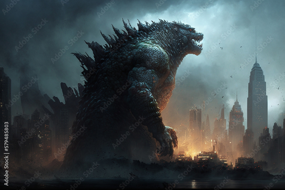 ภาพประกอบสต็อก Godzilla monster classic character attacking or ... ภาพประกอบสต็อก Godzilla monster classic character attacking or ...