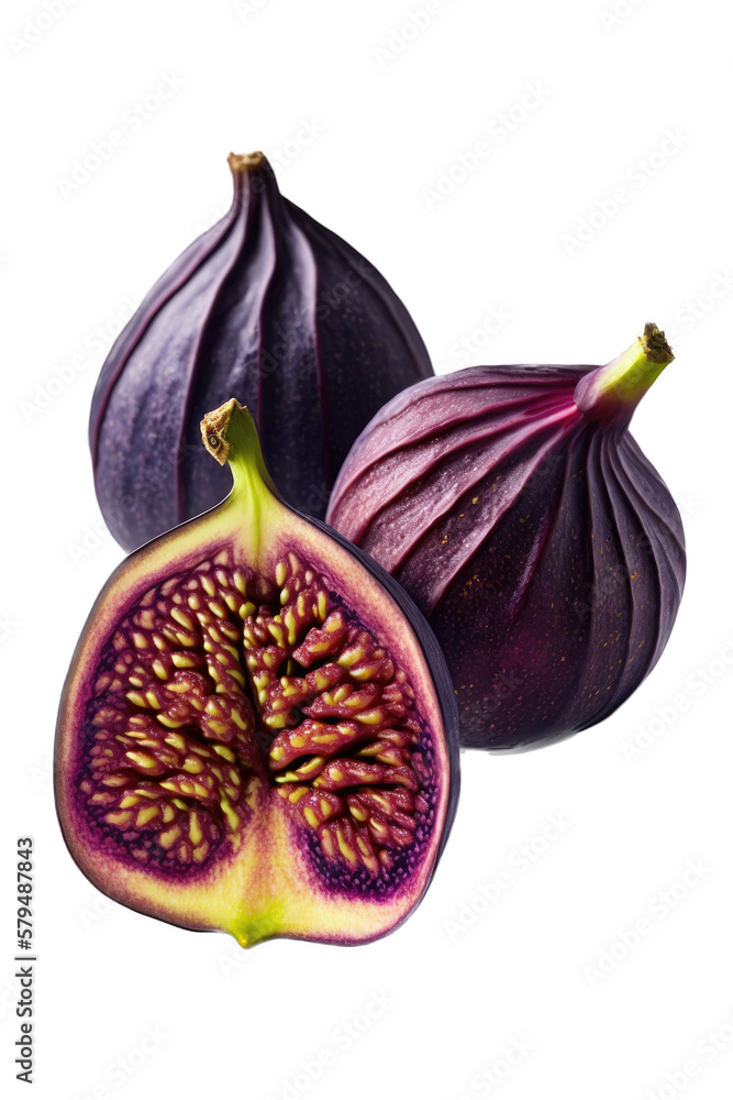 isolated deep purple figs, with leaves, summer, mission figs ...