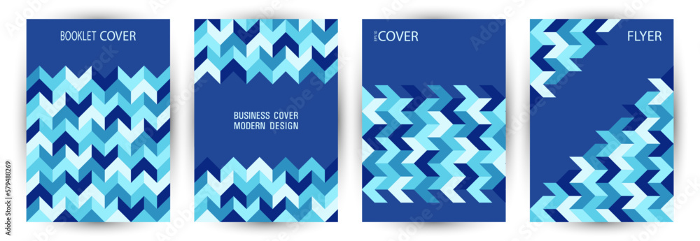 Corporate notebook front page layout set A4 design. Bauhaus style ...