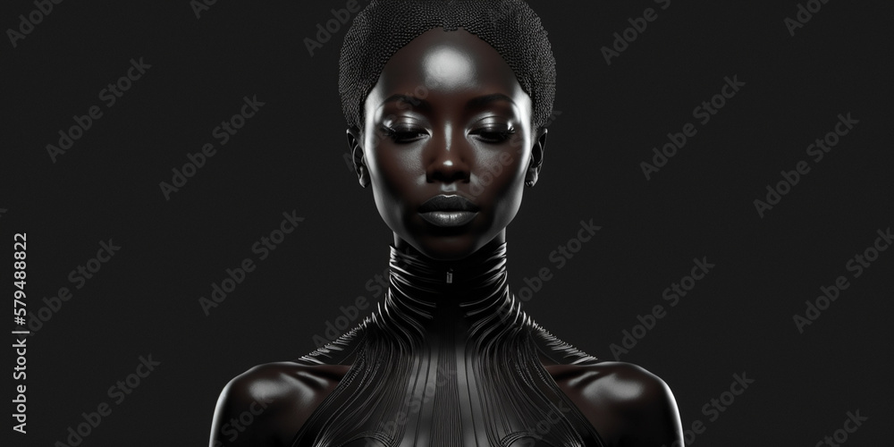 Black woman in meditation Created with generative Ai technology. Stock ...