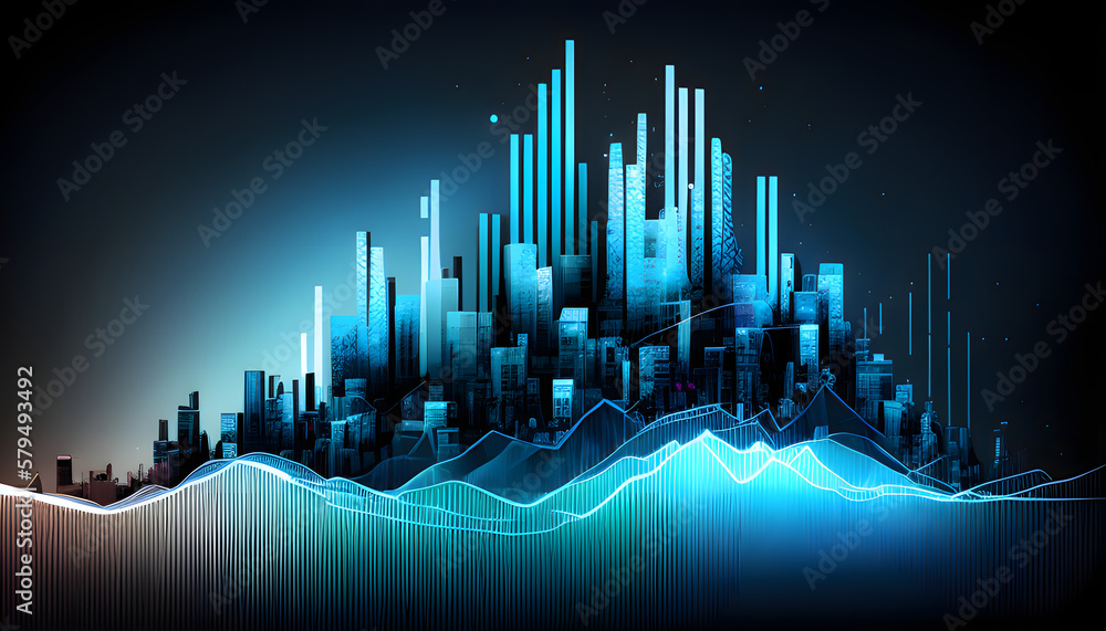 Stock Market Growth and Housing Market Crash - Digital Art. Growth ...