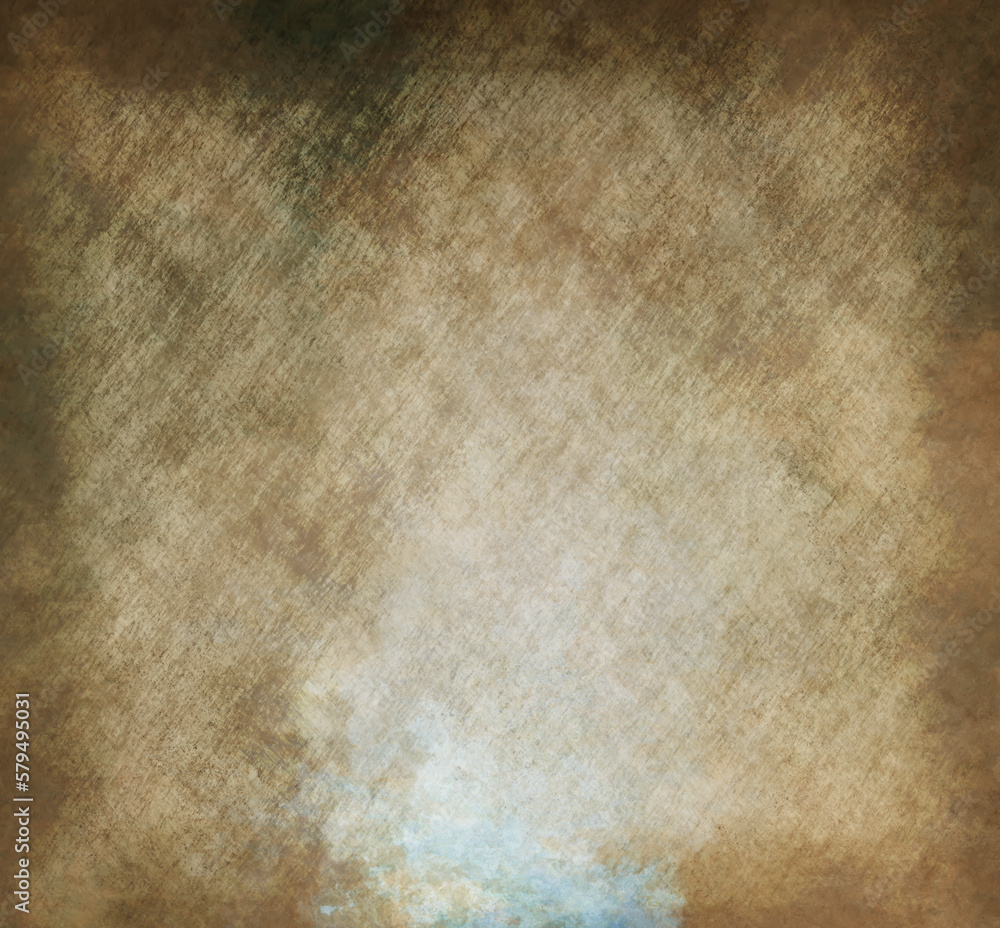Grunge old brown paper or parchment, torn background with faint and ...