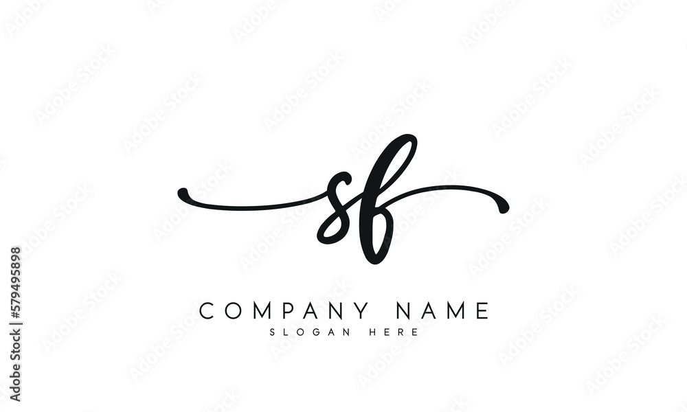 Handwriting signature style letter sf logo design in white background ...
