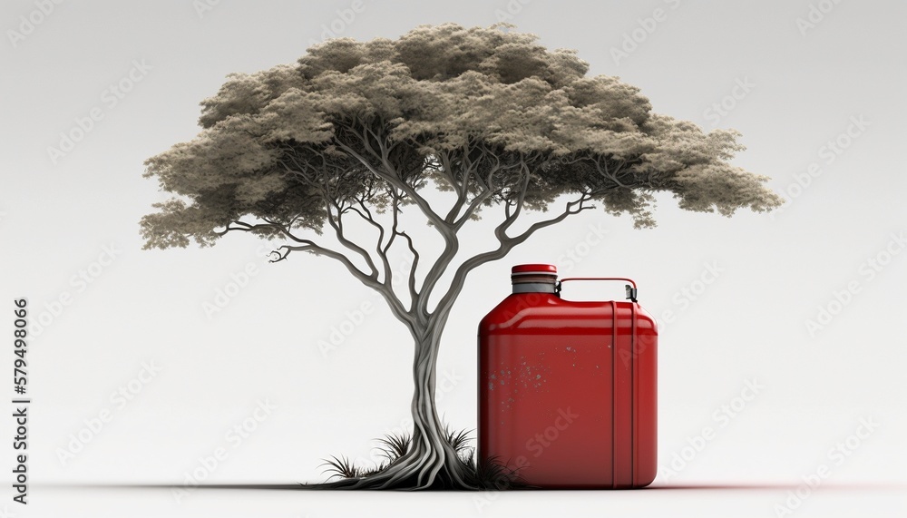 From Fuel to Foliage: A Tree Grows out of a Fuel Canister, Symbolizing ...