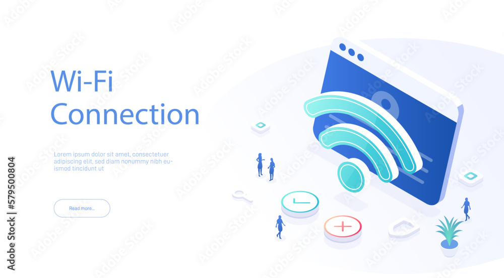 Wi Fi connection landing page template. Internet access through ...