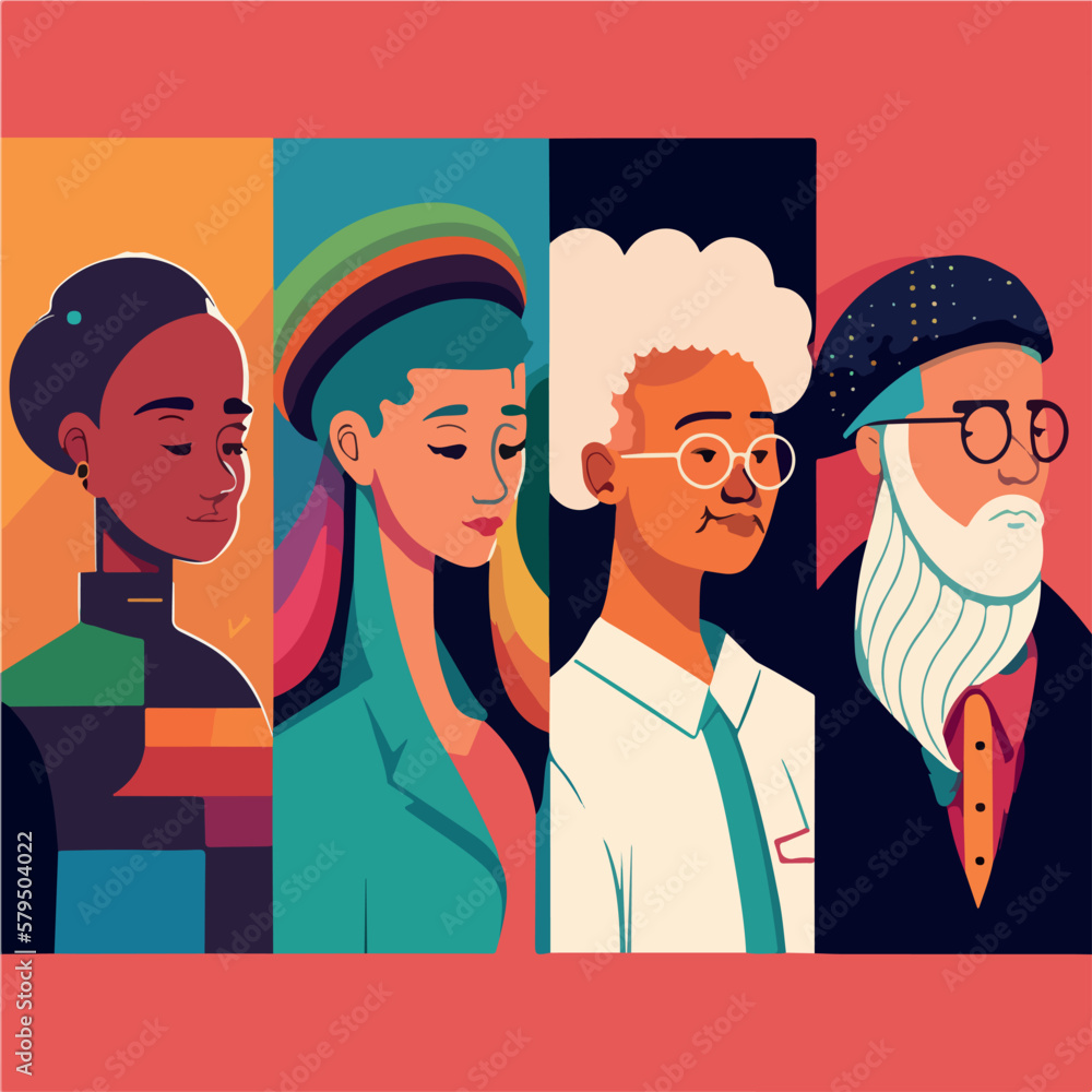 Vecteur Stock People of different religions and cultures as well as different skin colors ...