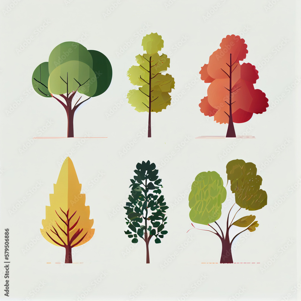 Isolated tree on white background, The collection of trees. Set of ...