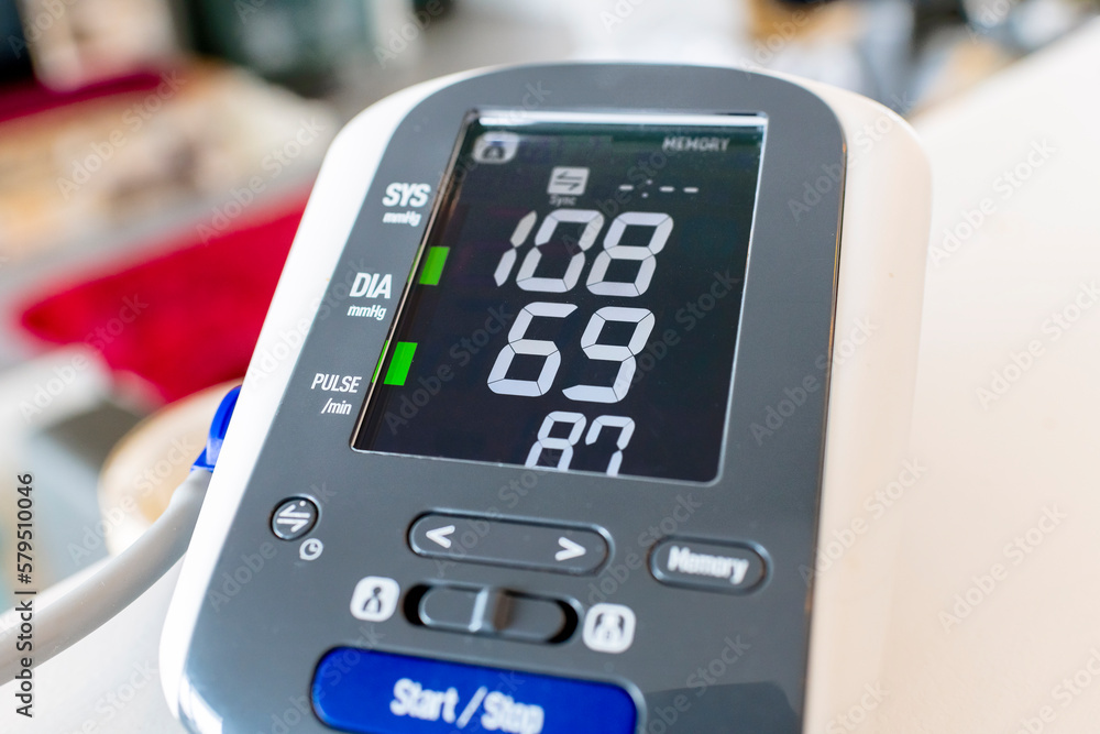 A home blood pressure monitor with low to normal diastolic and systolic ...