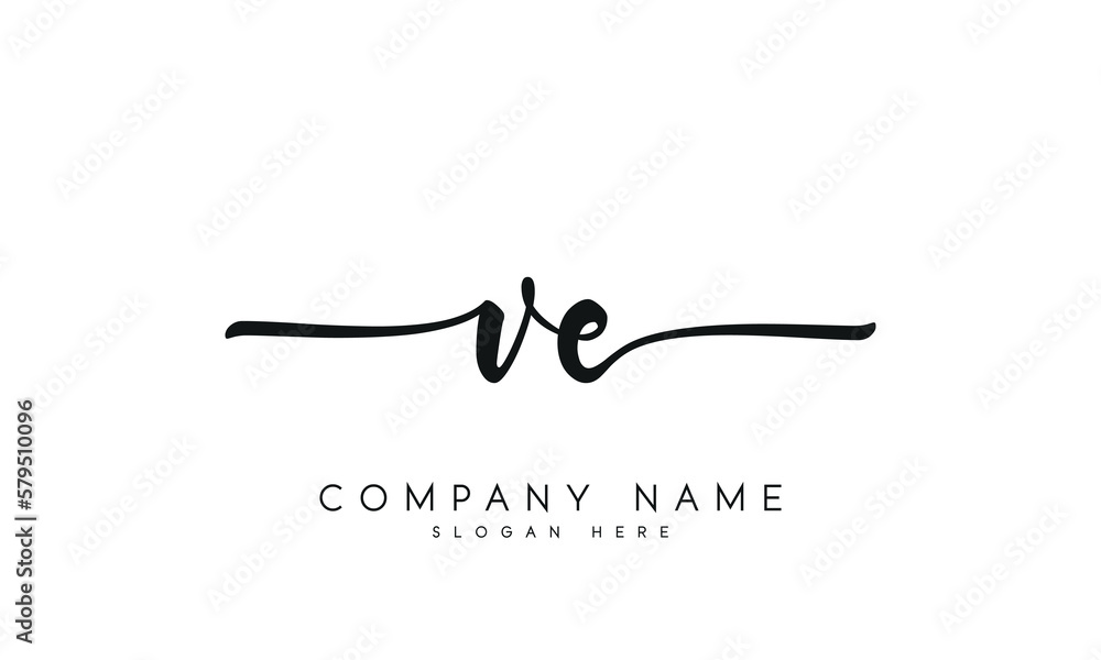 Handwriting letter ve logo design in white background. Stock Vector ...