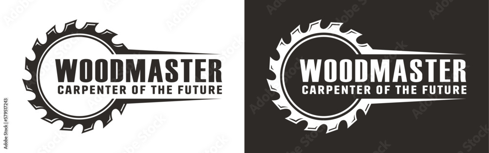 Wood saw for slice of tree or timber for logo and design of workshop or ...