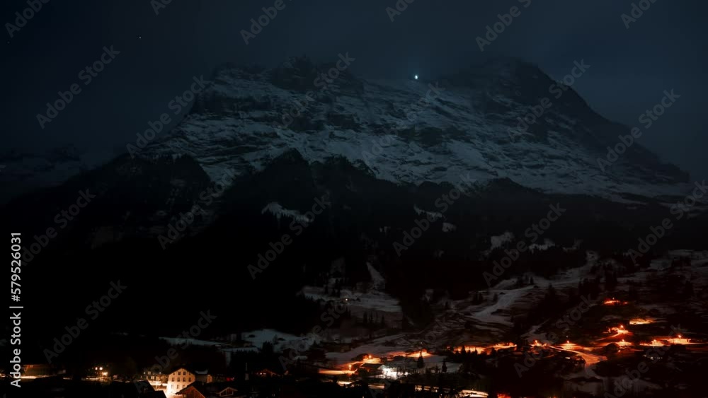 Grindelwald town in Switzerland. Aerial footage of the Jungfrau region ...