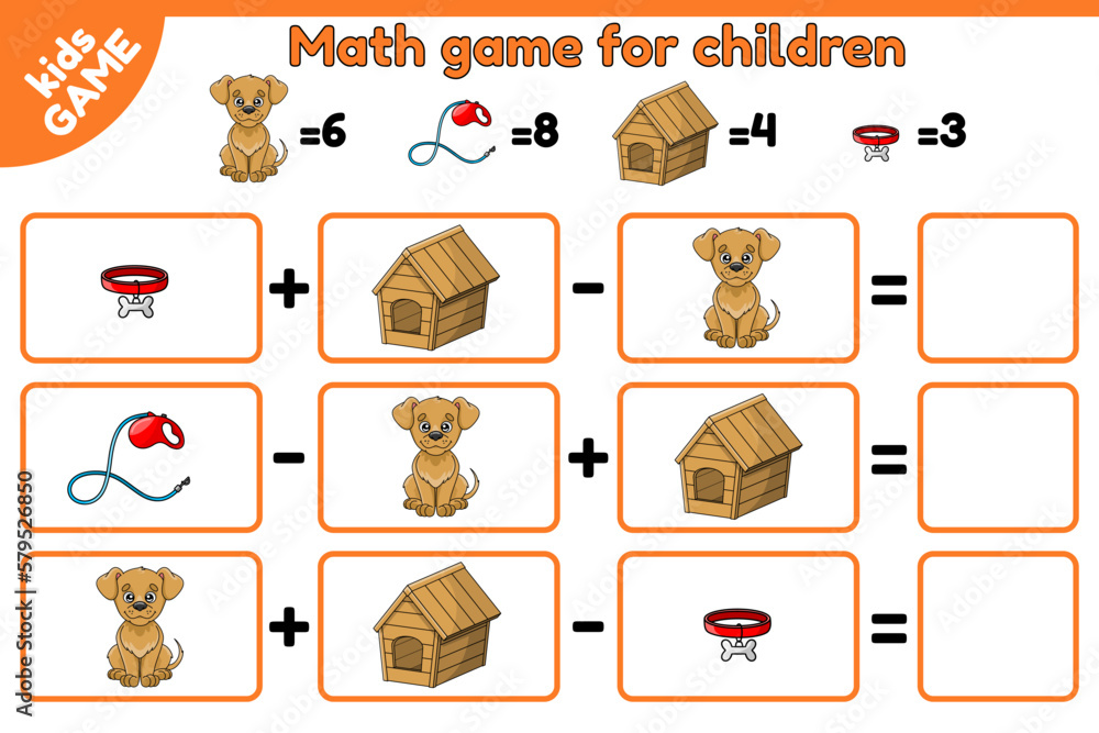 Vecteur Stock Kids game. Math education for children. Addition and ...