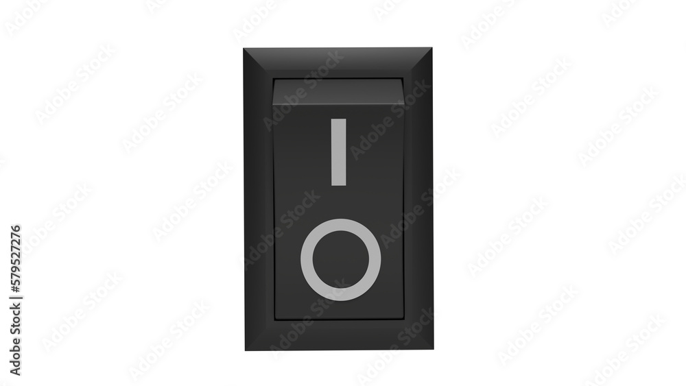 Black electrical switch button in the off position isolated on ...