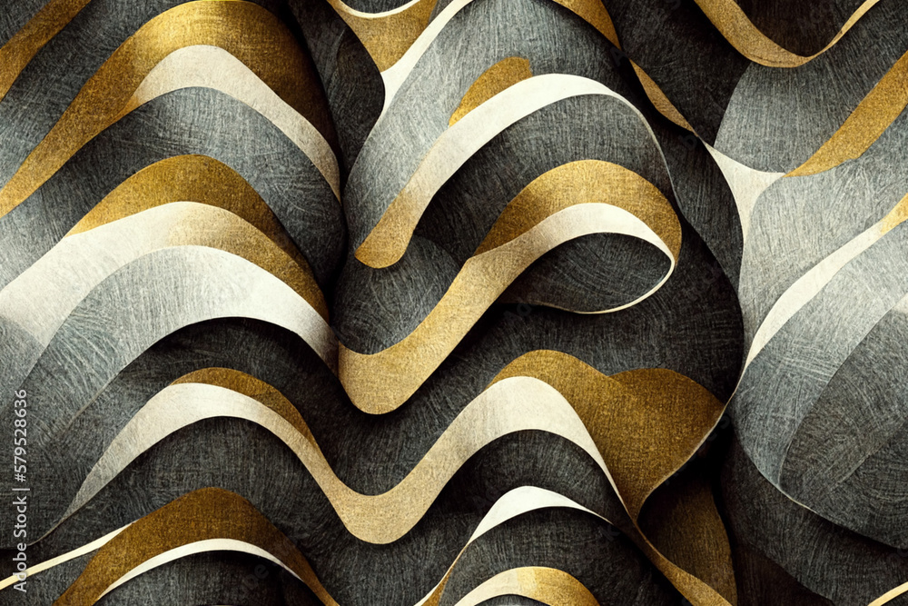 Metallic modern pattern with curves, seamless background, continuous ...