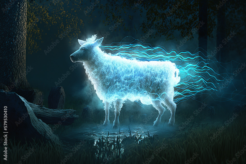 sheep, light, design, blue, concept, illustration, smoke, water, art, x ...