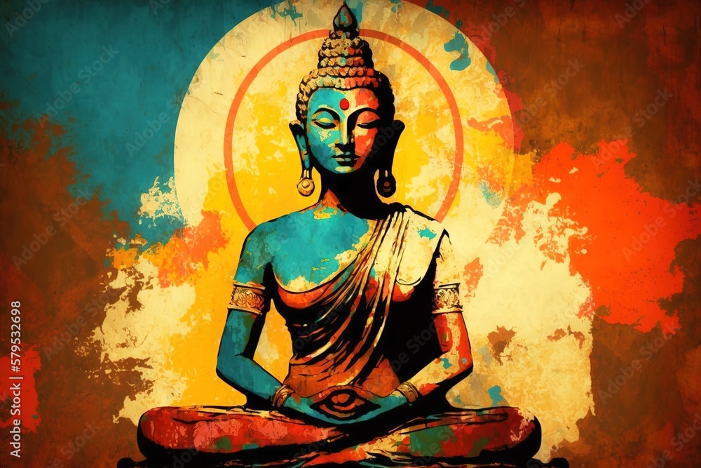 Colorful modern painting of Mahavira. Generative AI illustration Stock ...