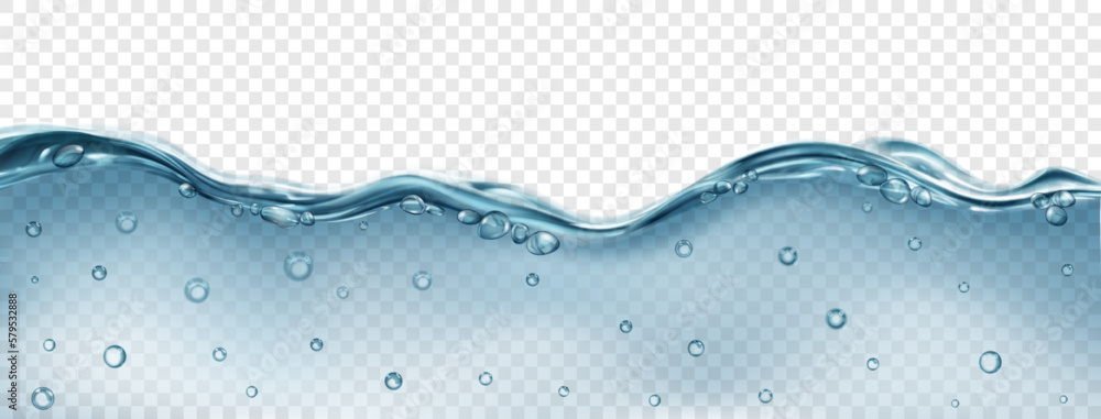 Translucent wave of sea water in gray color with air bubbles on the ...