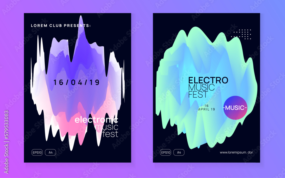 Disco Poster. Indie Sound Party. Wave Glitch For Invitation. Trance And ...