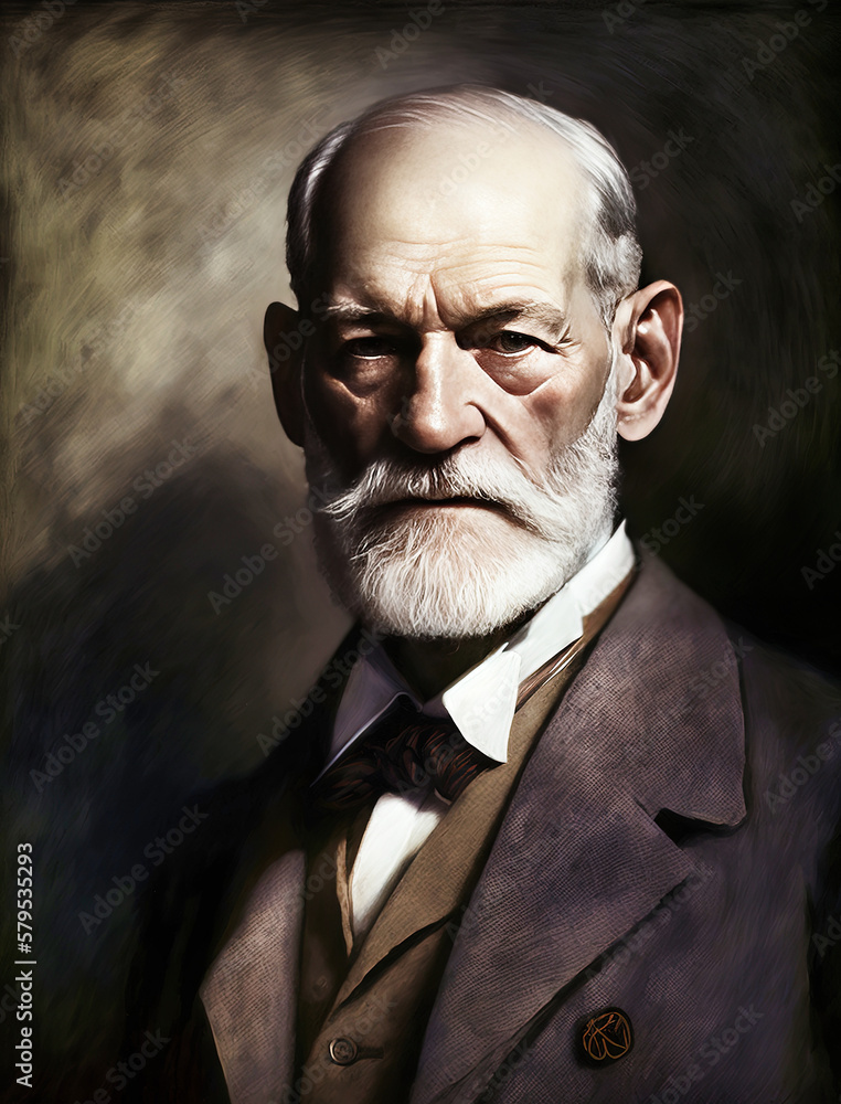 Painted portrait of Sigmund Freud - generative ai ilustração do Stock ...