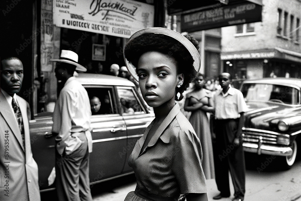 Black people in Harlem, street photography - generative ai Stock Photo ...