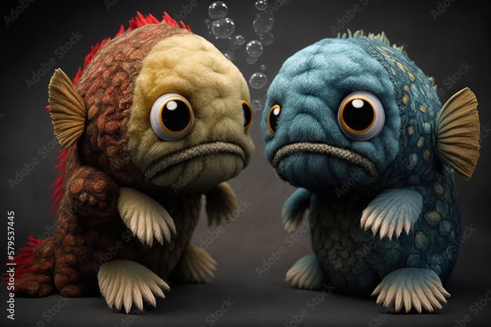 Zombie fish teddy bears, concept of Undead plushies and aquatic ...