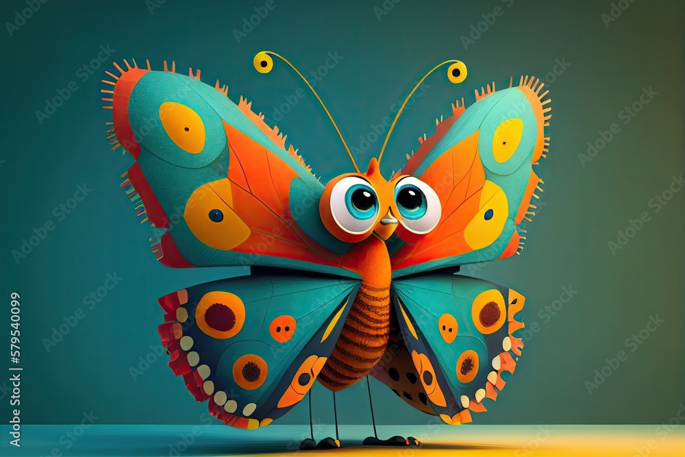 Cute Colorful Cartoon Butterfly Character (Created with Generative AI ...