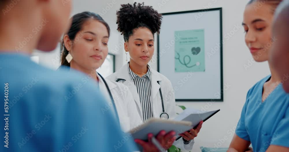 Women, doctors or nurses in meeting, collaboration or diversity ...