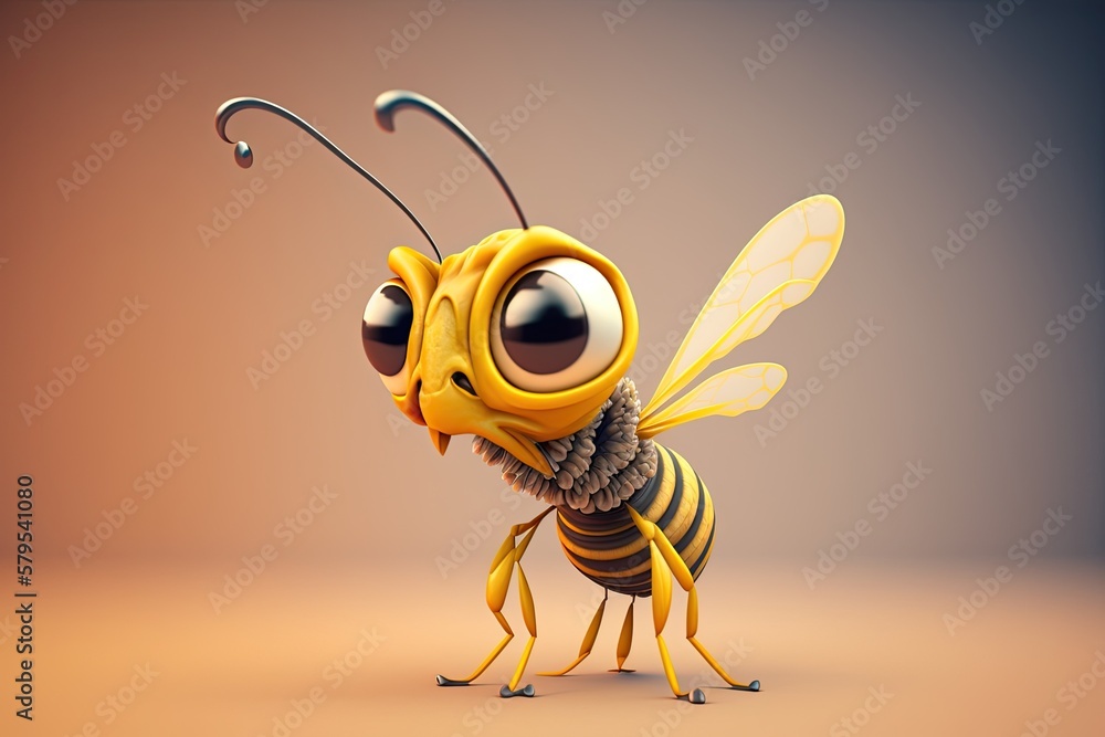 Cartoon Wasp Character (Created with Generative AI) Stock Illustration ...