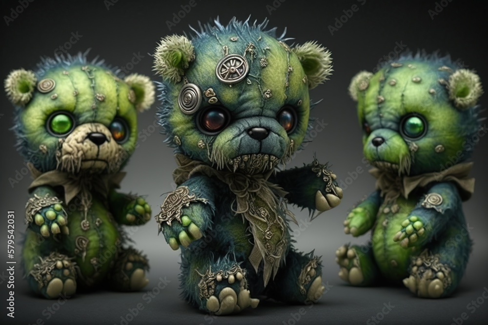 Zombie aliens teddy bears, concept of Undead Anthropomorphic ...