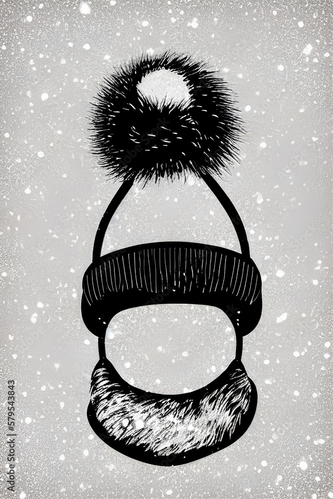 Winter hat colored simple hand drawn outline vector illustration ...