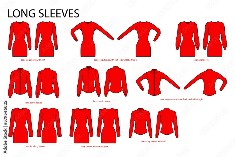 Set of Long sleeves basic clothes with cuff, barrel, two piece ...