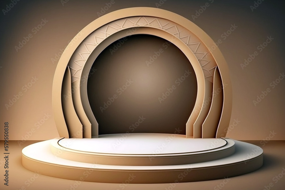 Beautiful empty podium stage for product display with islamic ...