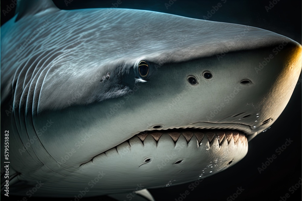 Shark macro close up in the wildlife in 8K created with generative ai ...