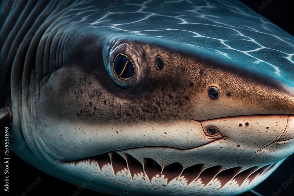 Shark macro close up in the wildlife in 8K created with generative ai ...