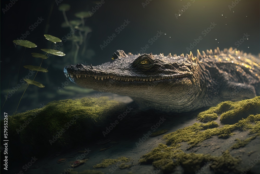 Crocodile macro close up in the wildlife in 8K created with generative ...