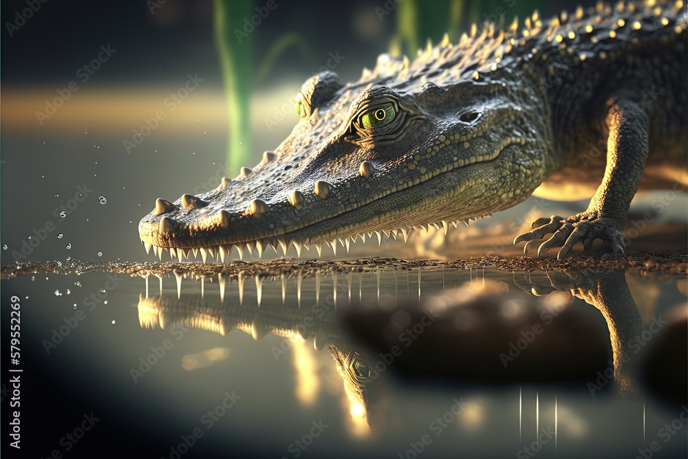 Crocodile macro close up in the wildlife in 8K created with generative ...