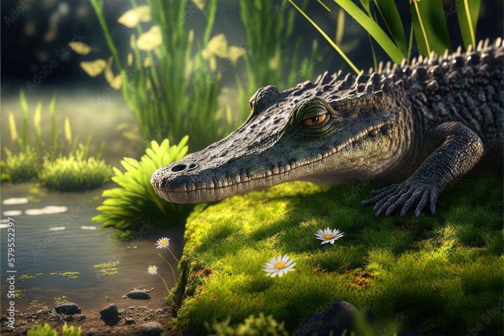 Crocodile macro close up in the wildlife in 8K created with generative ...
