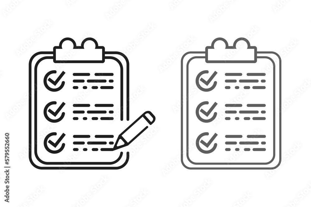 Checklist paper with pen. Clipboard checklist Checkbox form with pencil ...