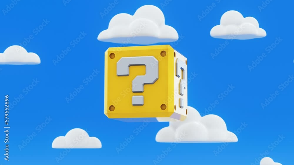 Vidéo Stock Mystery block with question mark, classic video game. 3D ...